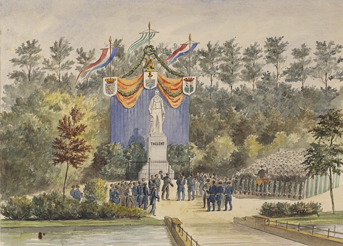 Het standbeeld van de dichter Hendrik Tollens (1780-1856) in Rotterdam ...